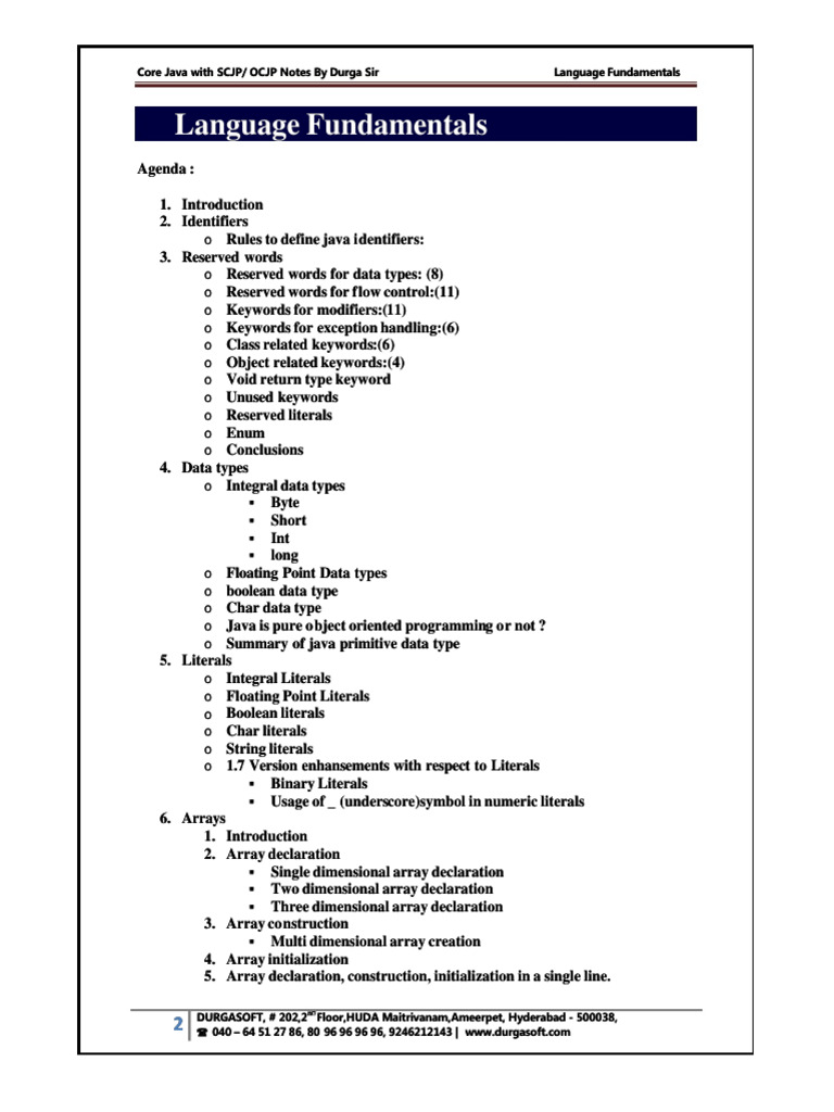 Java Full Notes | PDF | Integer (Computer Science) | Data Type