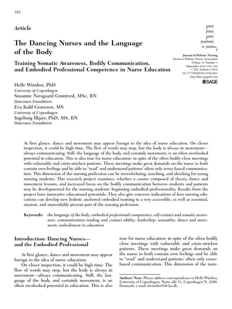 Winter Et Al 2015 the Dancing Nurses | PDF | Embodied Cognition ...