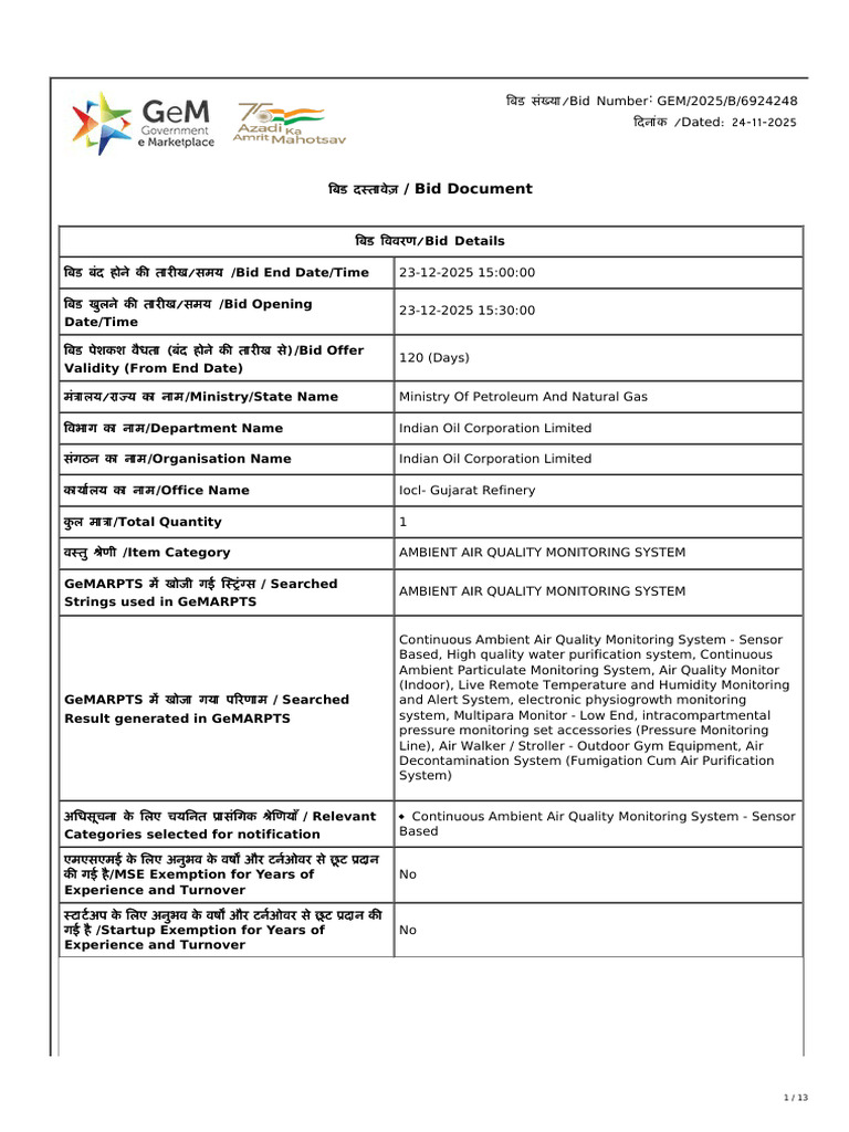 GeM Bidding 8626211 | PDF