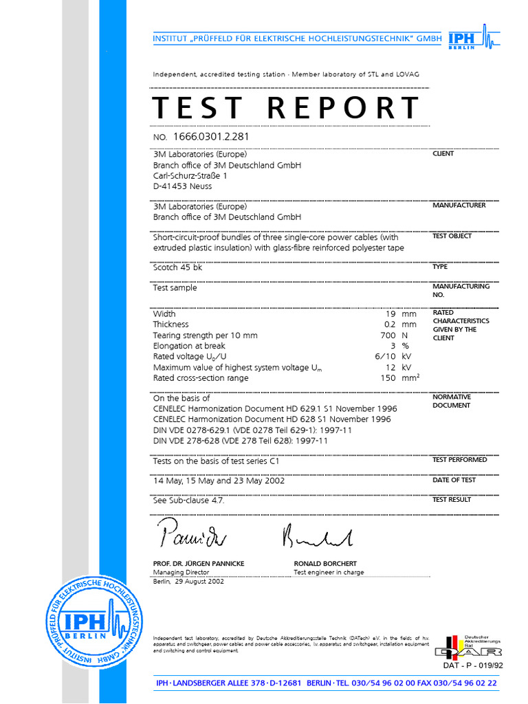 3M Power Cable Testing Report | PDF | Rectifier | Voltage
