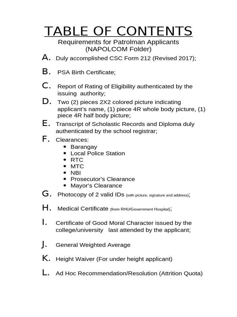 Applicant Folders Table of Contents_47504d7d 0b7f 4659 Aa6a ...