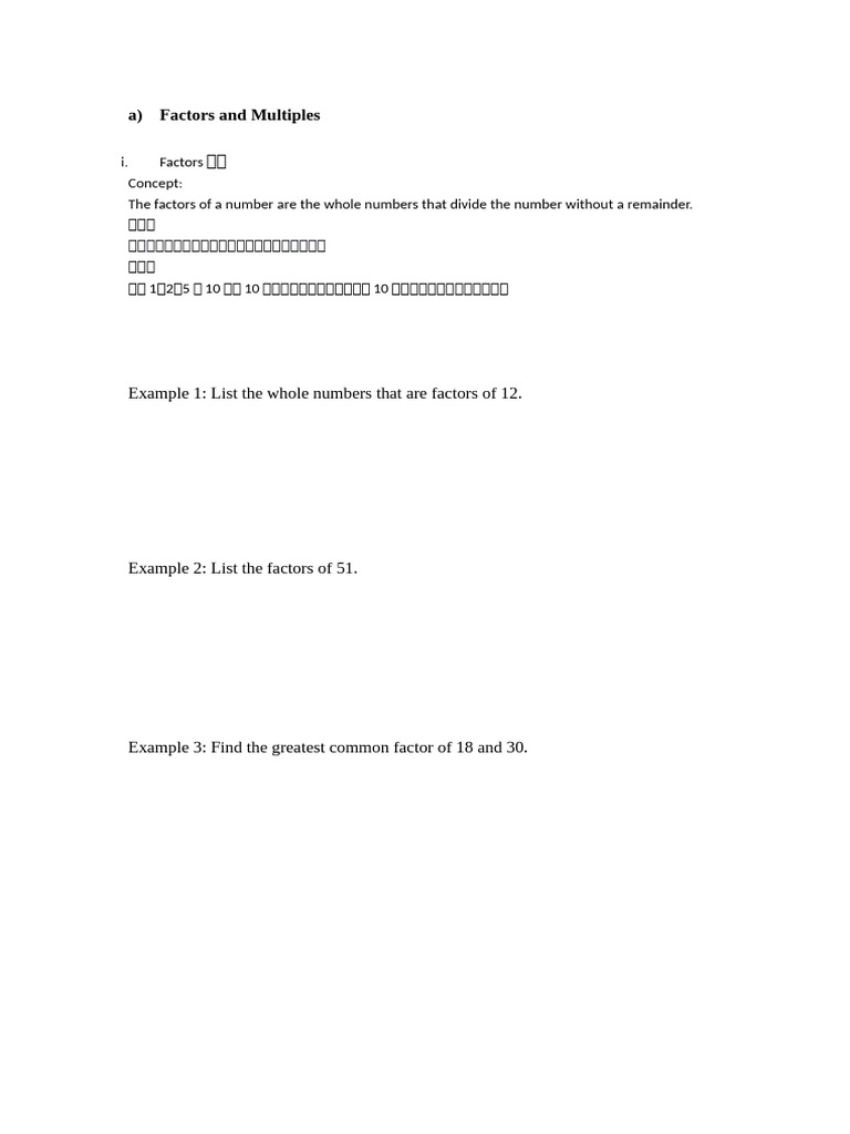 1.4factors and Multiples | PDF | Elementary Mathematics | Discrete ...