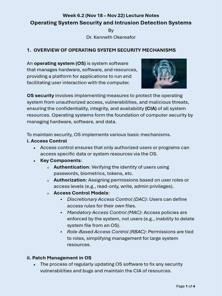 OS Security and IDS Overview | PDF | Security | Computer Security