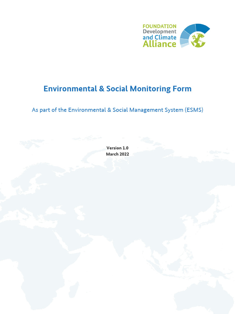ESMS ES Monitoring Form V1 1 | PDF | Waste | Oil Refinery