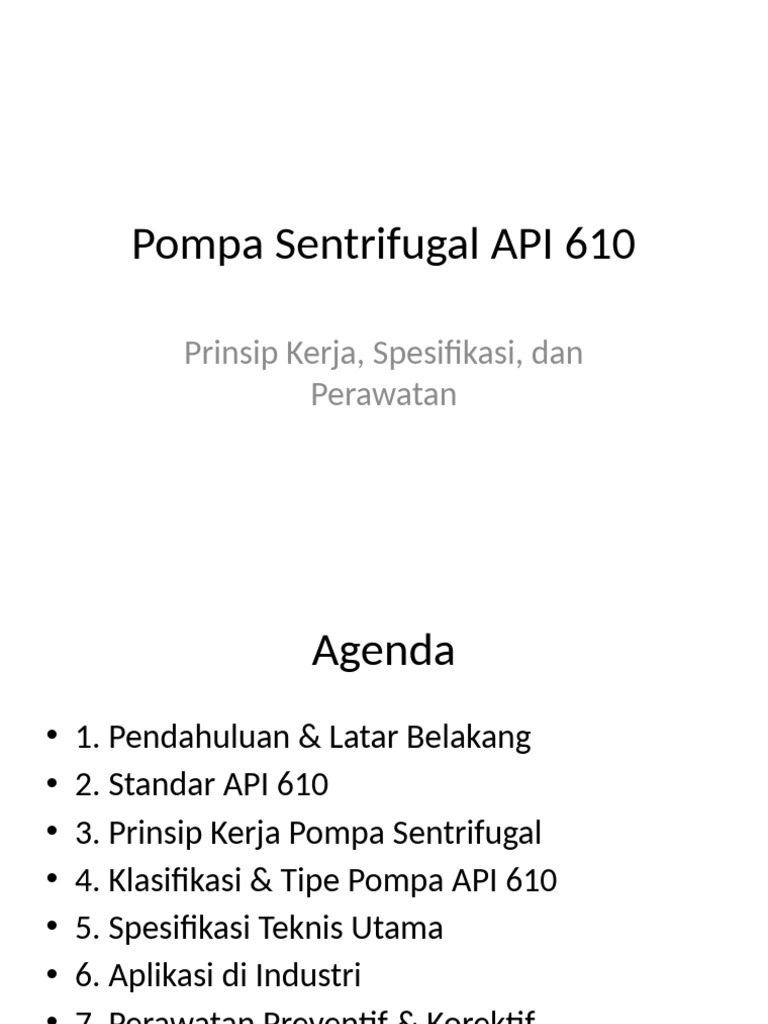 Pompa Sentrifugal API 610: Spesifikasi & Perawatan | PDF