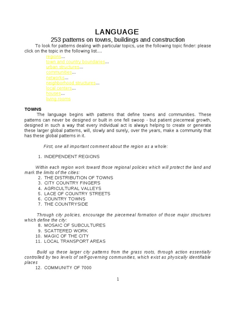 Christopher Alexander a Pattern Language Book | Framing (Construction ...