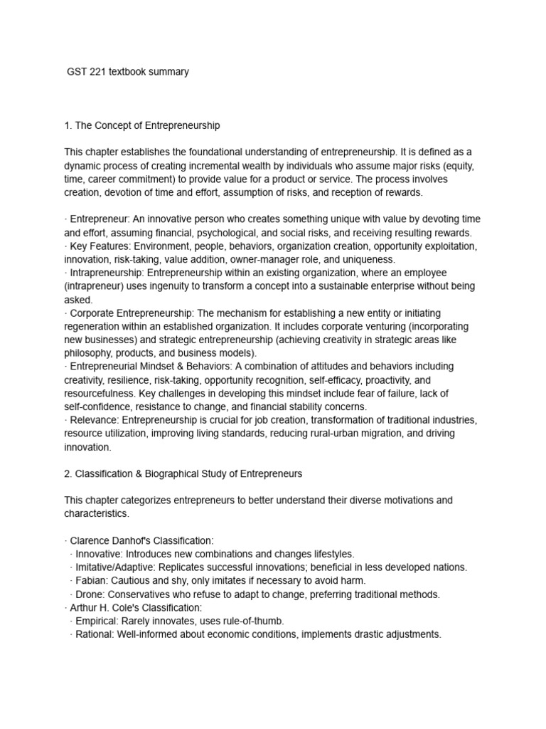 Entrepreneurship Concepts and Theories | PDF | Entrepreneurship ...