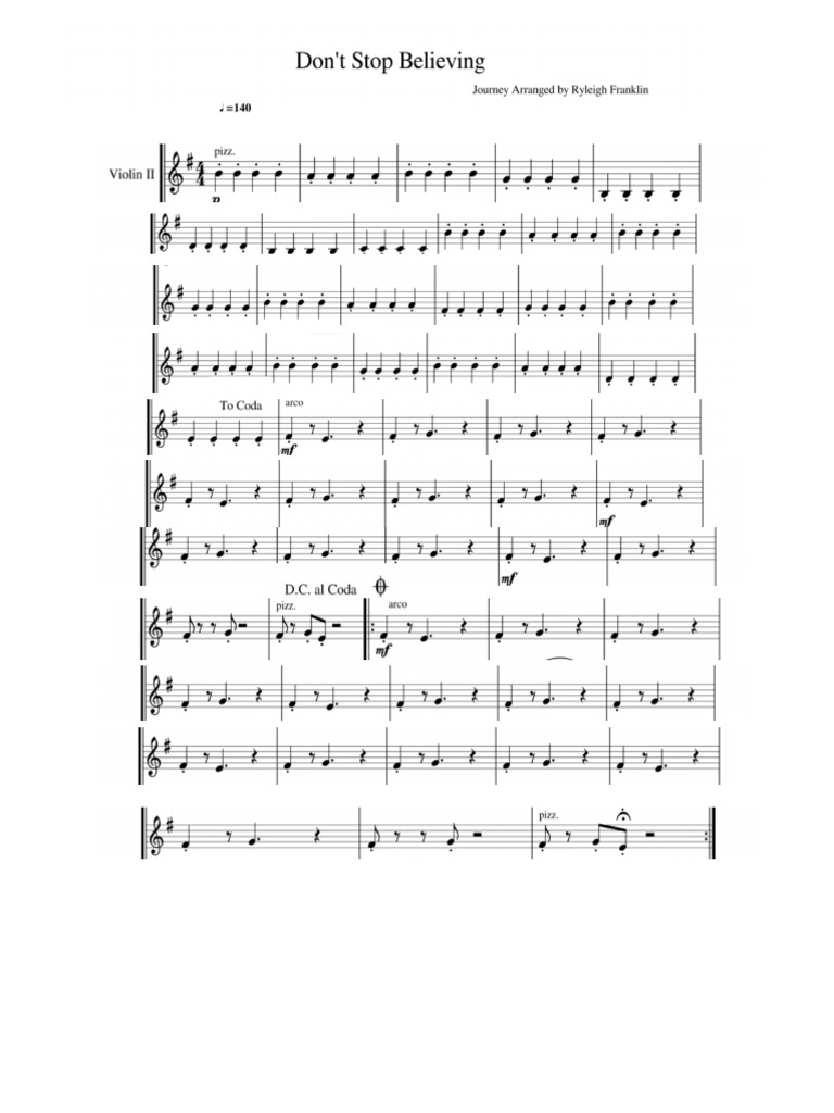Dont Stop Believing Violin 2 | PDF