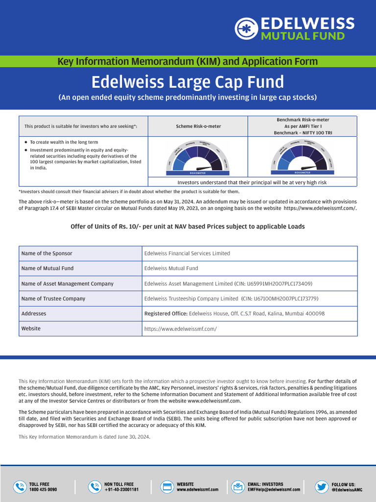 Edelweiss Large Cap Fund KIM | PDF | Derivative (Finance) | Financial Risk