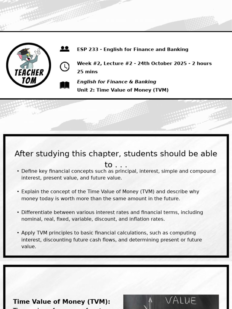 ESP 233 (Week 2, Class 1) | PDF | Time Value Of Money | Net Present Value