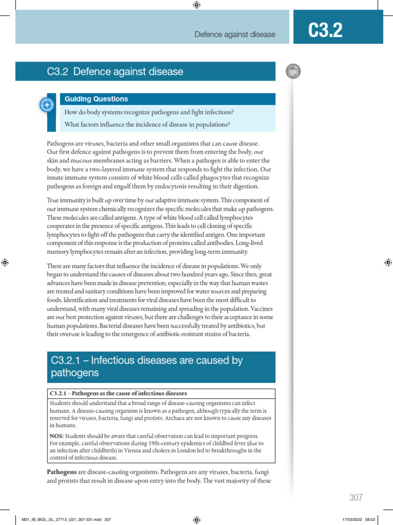 IB Biology - C3.2 Defense Against Diseases - Reading | PDF | B Cell ...