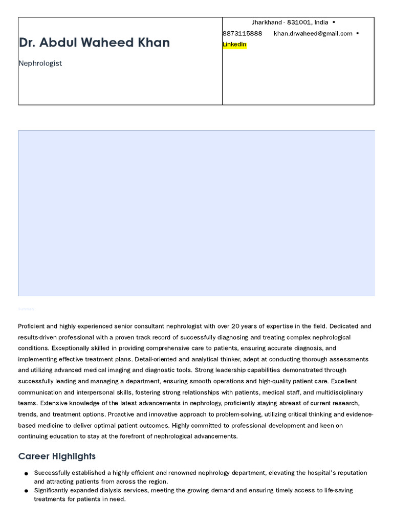 CV WAHEED OCT 2025.docx_20251017_221044_0000 | PDF | Nephrology | Chronic Kidney Disease