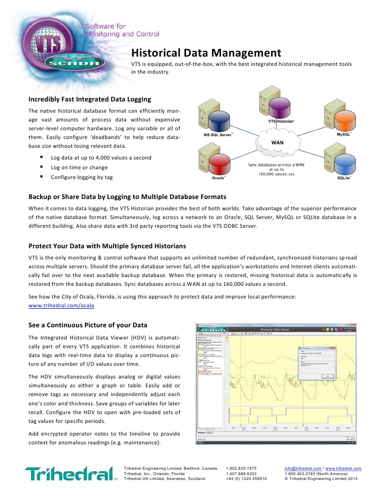 Datasheet VTS / VTScada 10.1 Historical Data Management | PDF ...