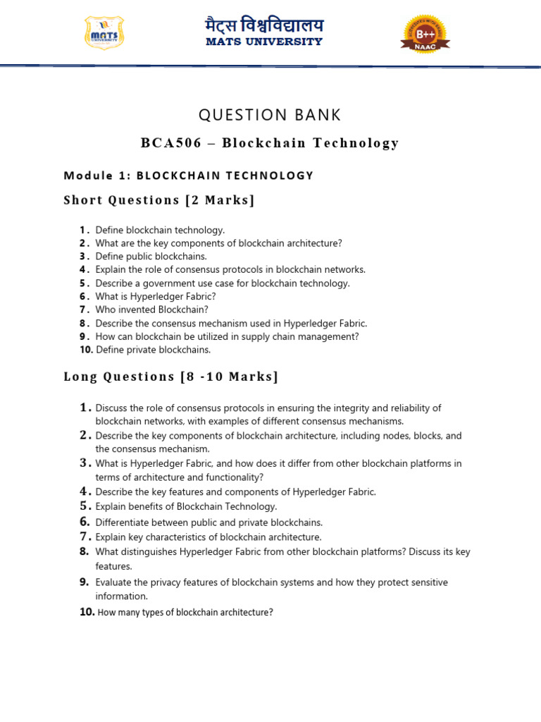 Blockchain Technology Question Bank | PDF | Public Key Cryptography ...