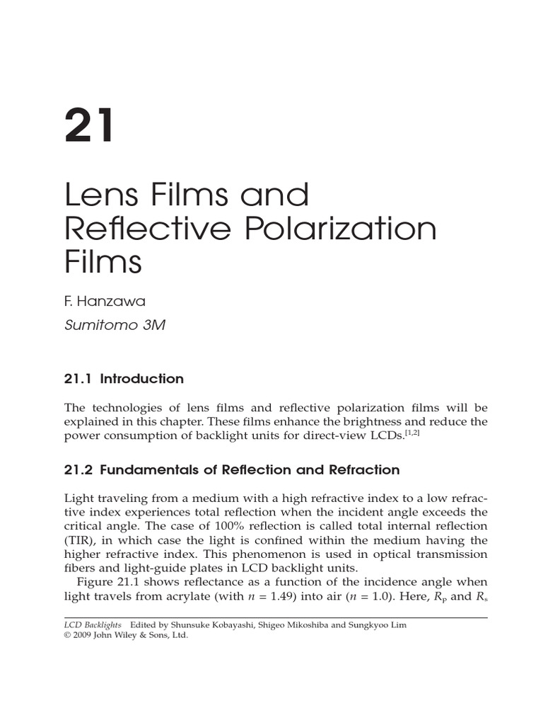 Lens Films and Refl Ective Polarization Films: F. Hanzawa | PDF ...