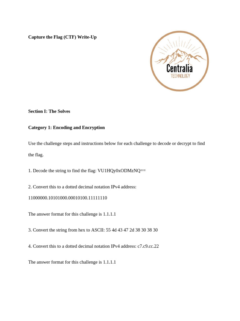 CTF Write-Up: Encoding & Encryption Challenges | PDF | Encryption ...