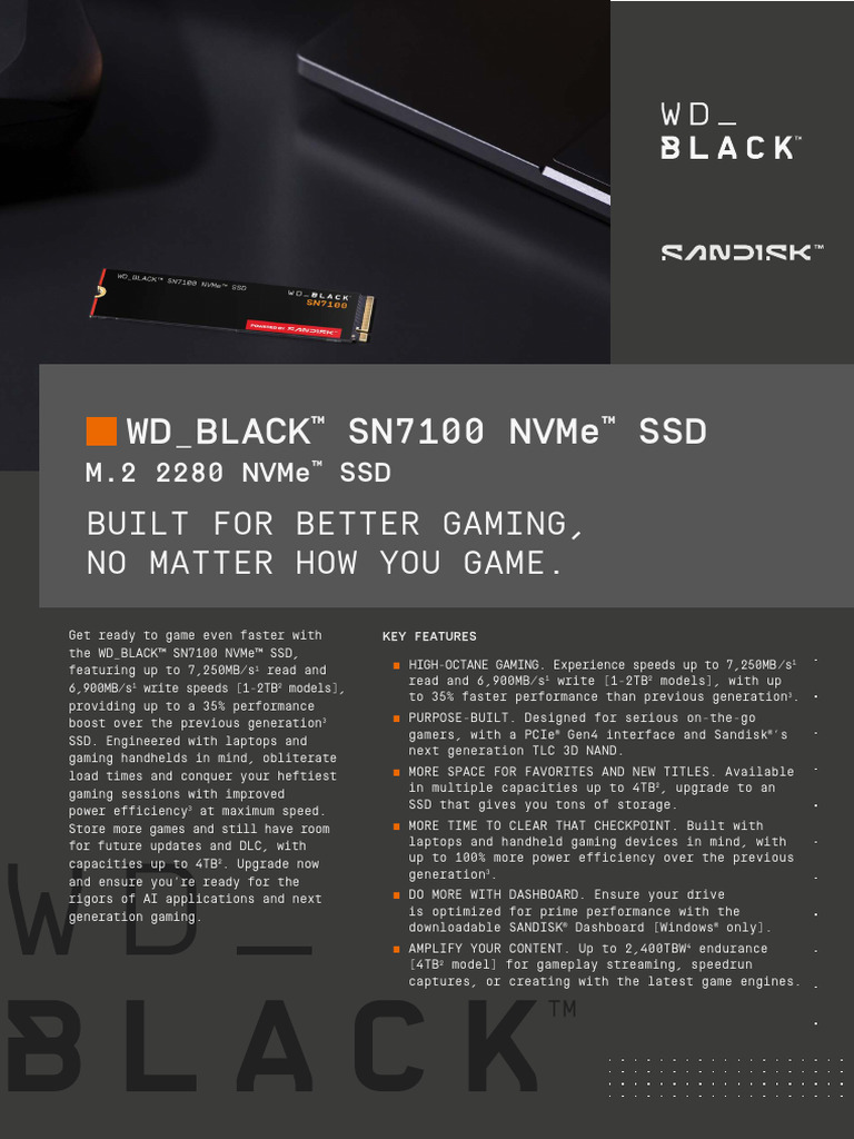 WD_BLACK SN7100 NVMe SSD for Gaming | PDF | Solid State Drive | Flash ...