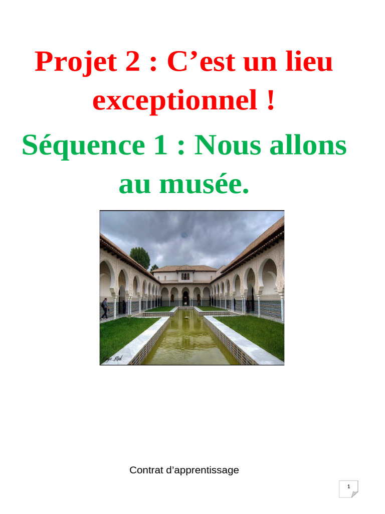 Fiches Projet 2 Séquence 1 - Nous Allons Au Musée M | PDF | Verbe ...