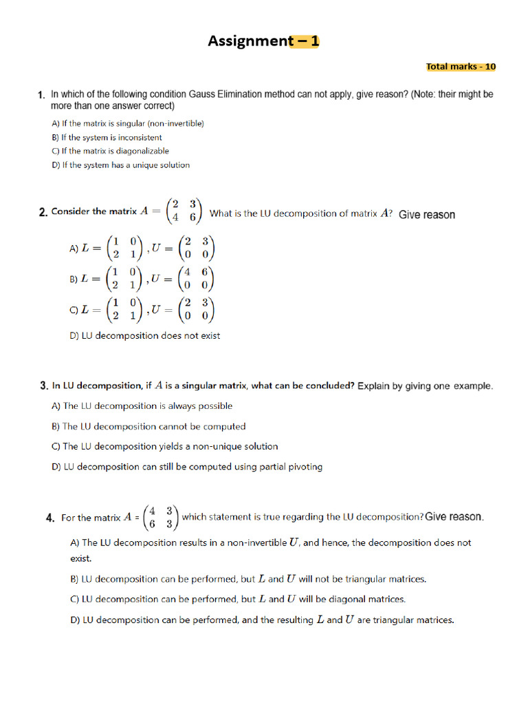 Assignmen 1 02-02-25 Output | PDF | Matrix (Mathematics) | Numerical ...
