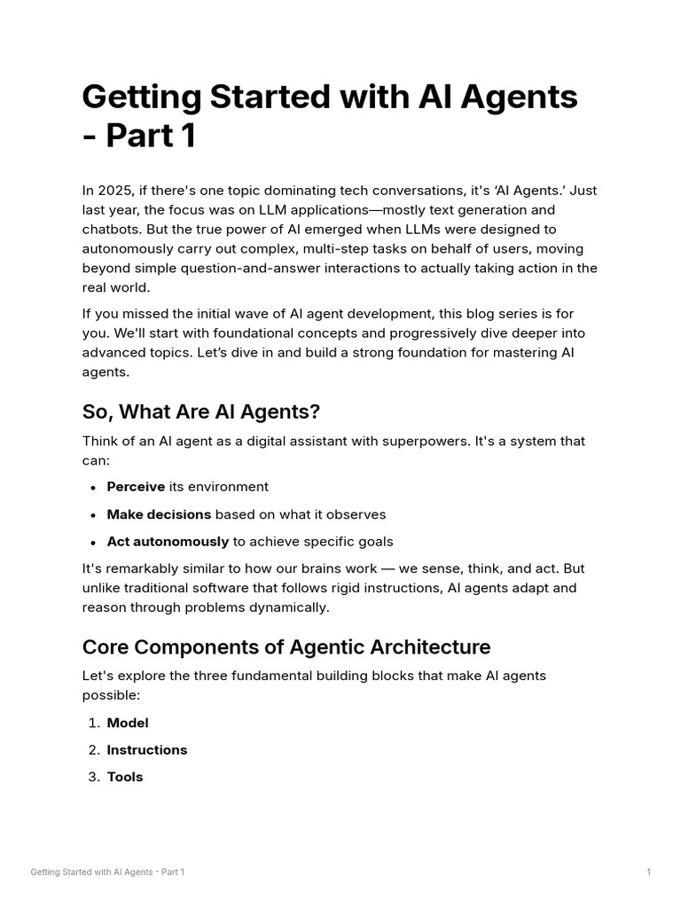 Introduction to AI Agents: Basics & Setup | PDF | Artificial ...