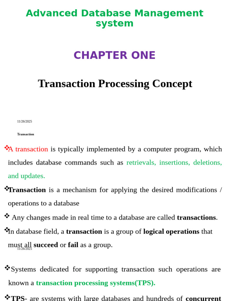 ADBMS CH-1 | PDF | Database Transaction | Databases