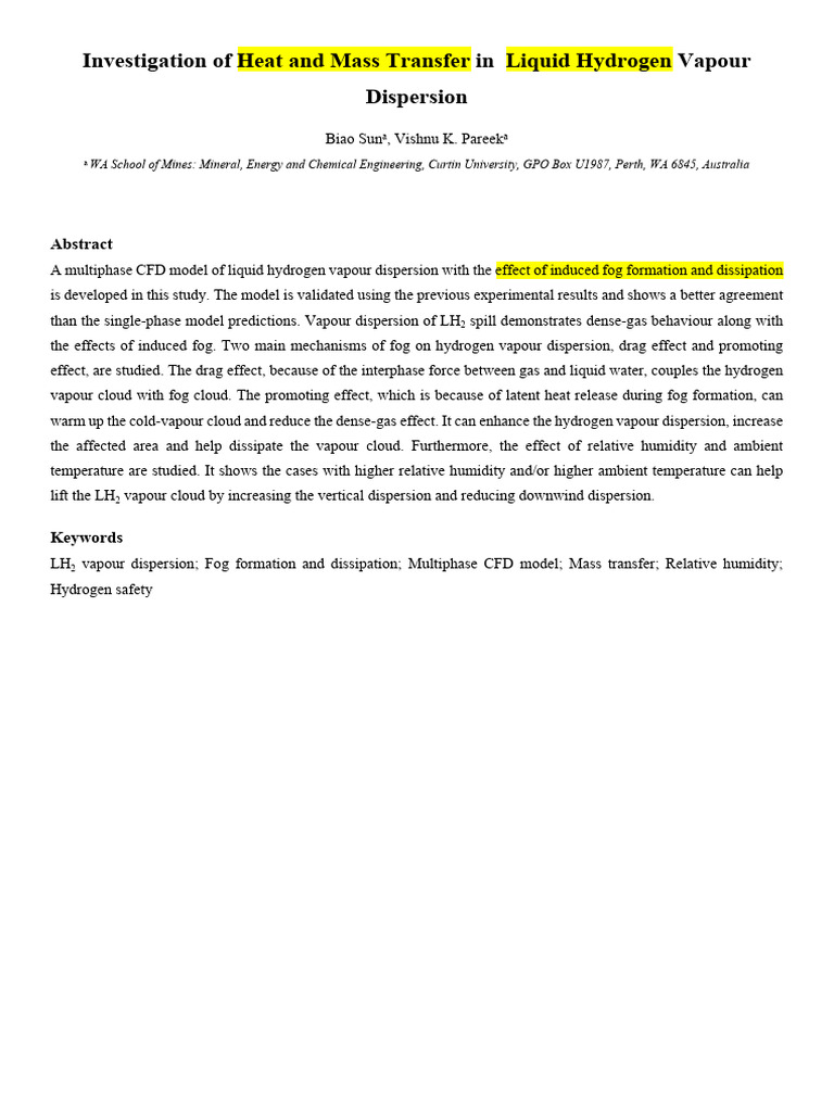 Investigation of Heat and Mass Transfer in Liquid Hydrogen Vapour | PDF ...