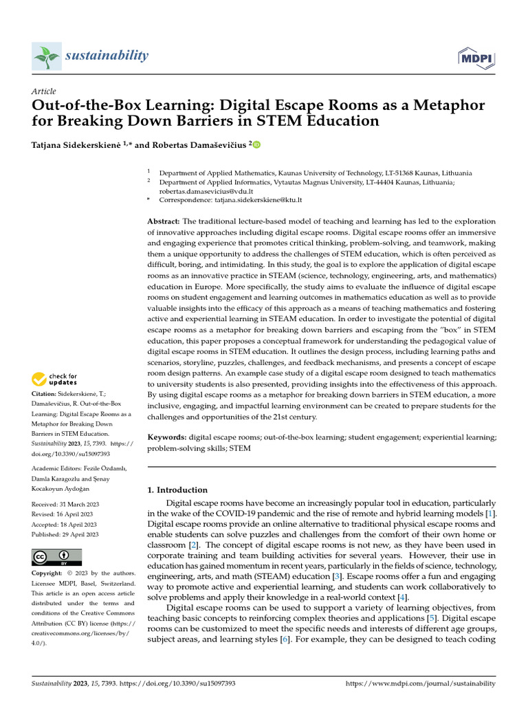 Out-Of-The-Box Learning - Digital Escape Rooms As A Metaphor For ...