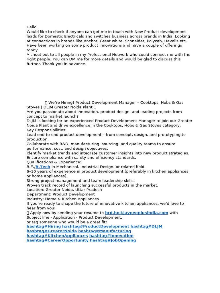 Product Development Manager | PDF