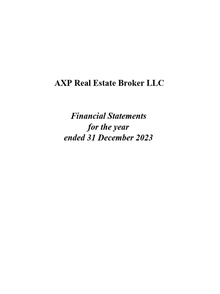 AXP Real Estate Broker 2023 Financials | PDF | Fair Value | Expense