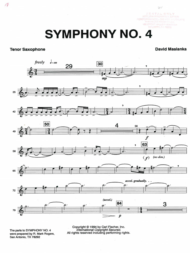 20 - Tenor Saxophone - Symphony No. 4 | PDF