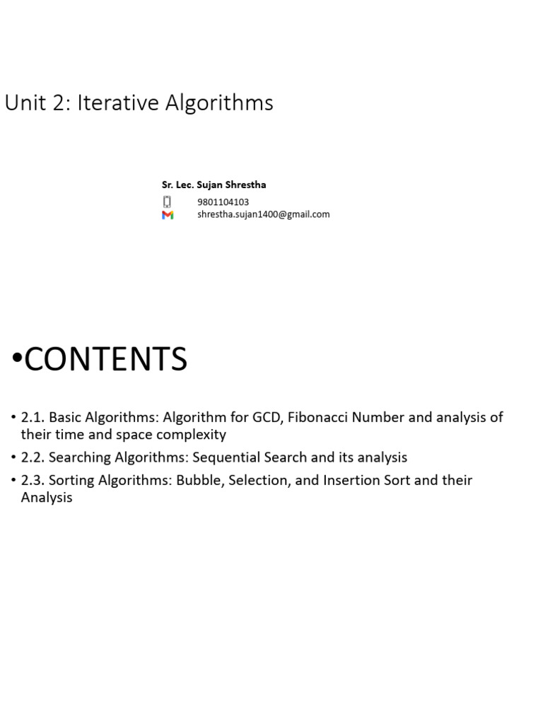 Unit 2 Iterative Algorithm | PDF | Discrete Mathematics | Applied Mathematics