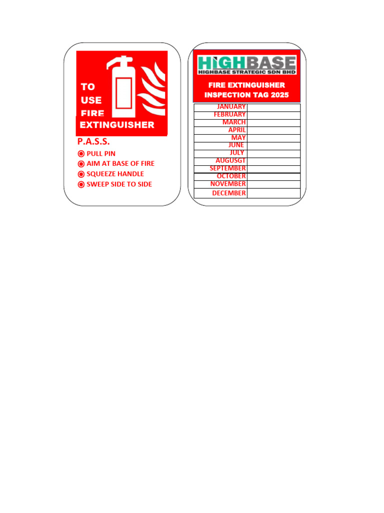 Inspection Tag Fire Extinguisher | PDF