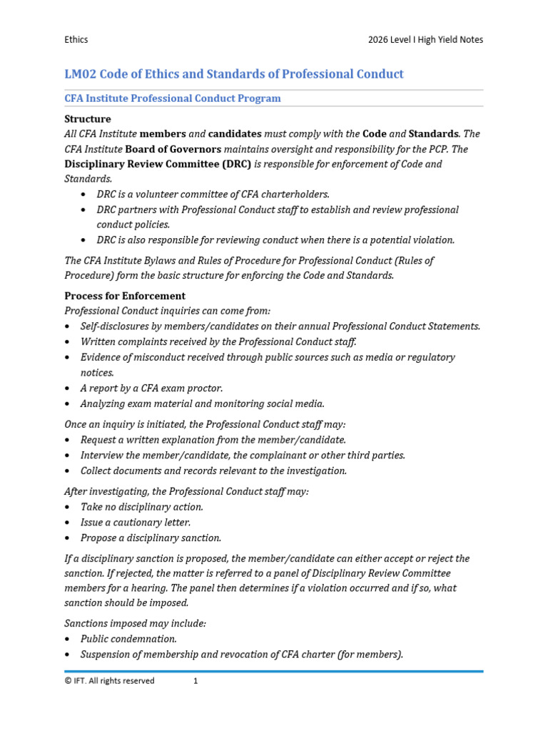 CFA Ethics Code and Enforcement Process | PDF | Justice | Crime & Violence