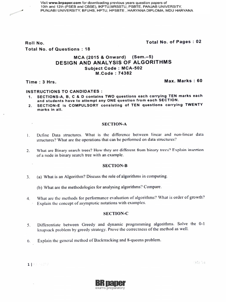DAA(5th)Dec2020 | PDF | Time Complexity | Computer Science