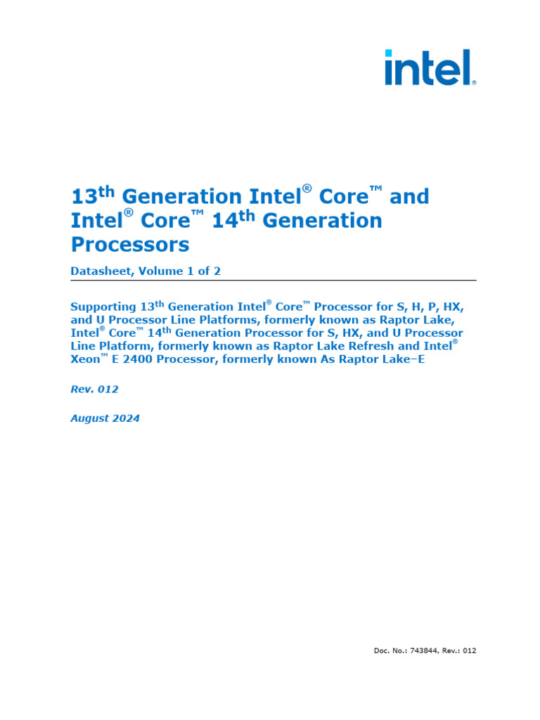 13 Generation Intel Core and Intel Core 14 Generation Processors | PDF ...