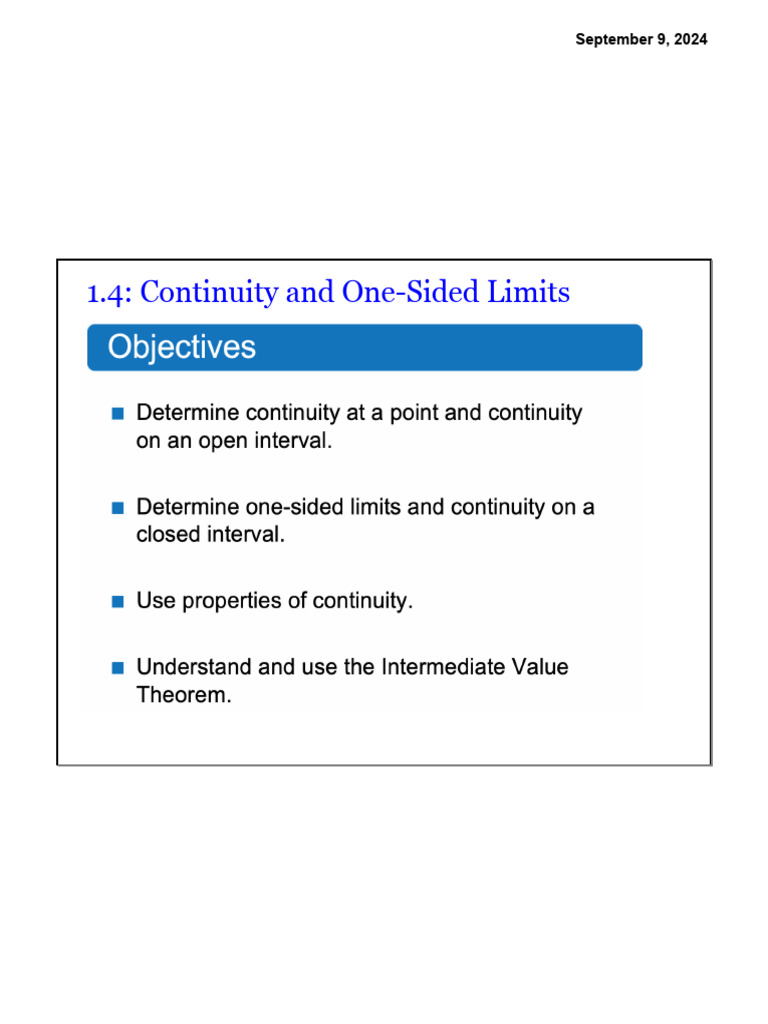 D. 1.4 Continuity | PDF | Continuous Function | Function (Mathematics)