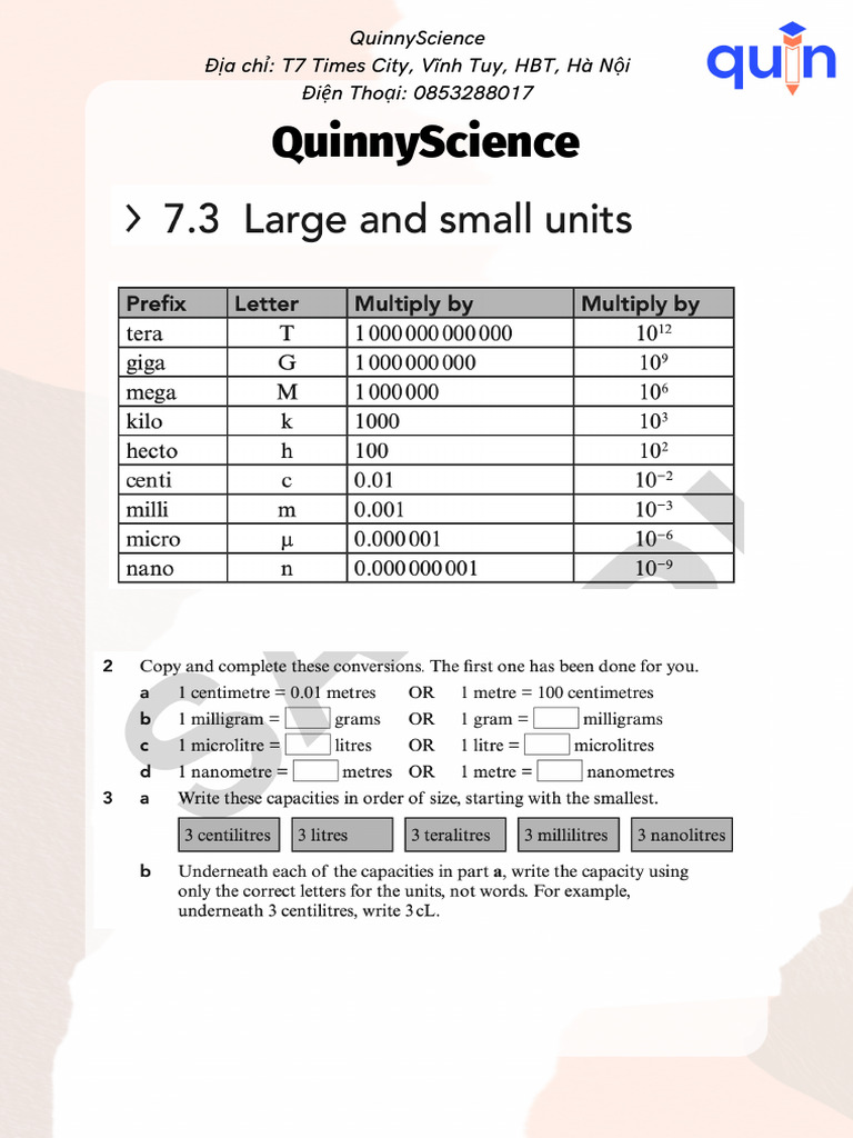 Grade 8 Chapter 7.3 Large and Small Units | PDF