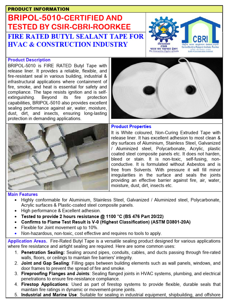 Fire Rated Butyl Sealant Tape for HVAC | PDF | Duct (Flow) | Building ...