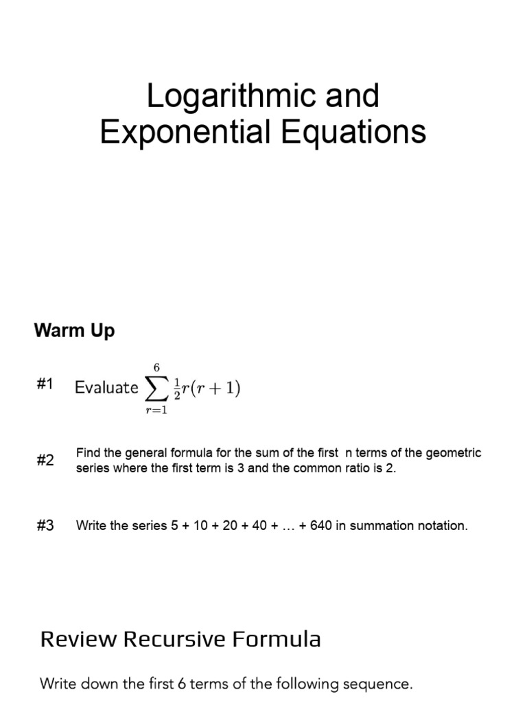 U1 Lesson 5a Log and Exponential Equations | PDF
