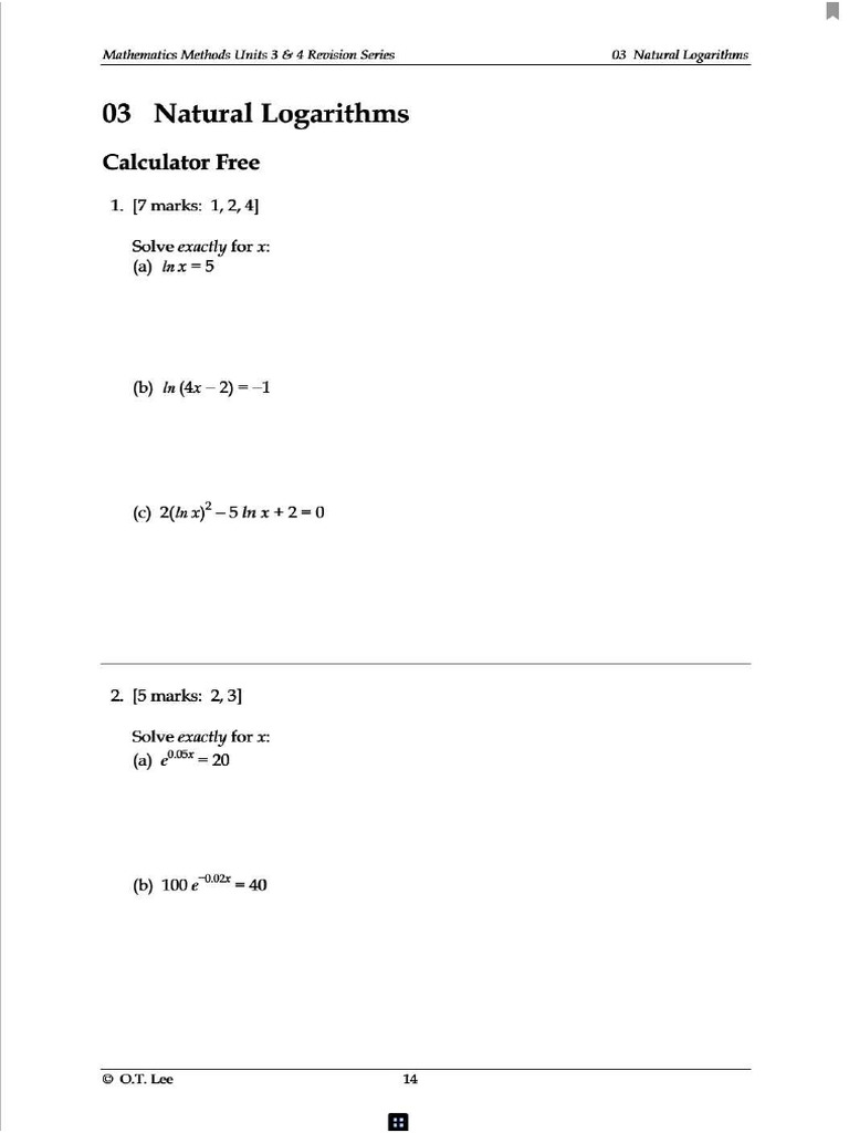3 Natural Logarithms | PDF