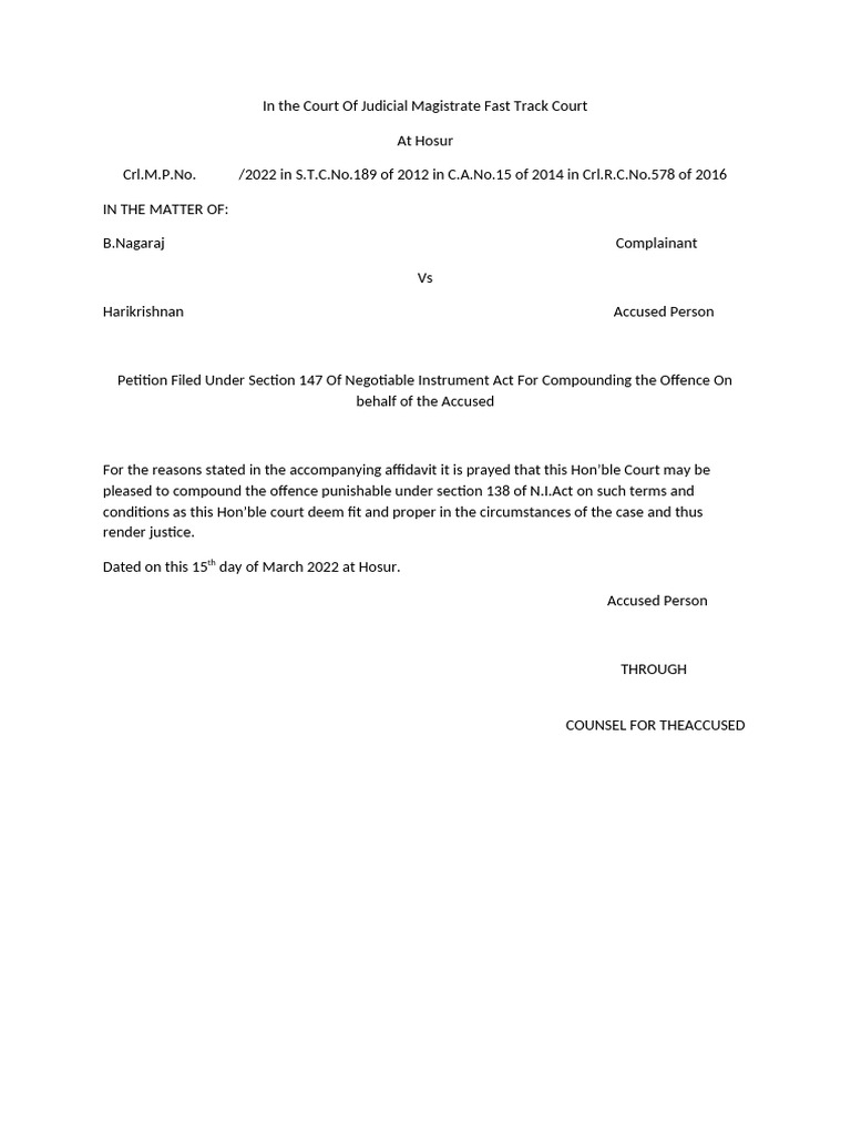 In The Court of Judicial Magistrate Fast Track Court | PDF