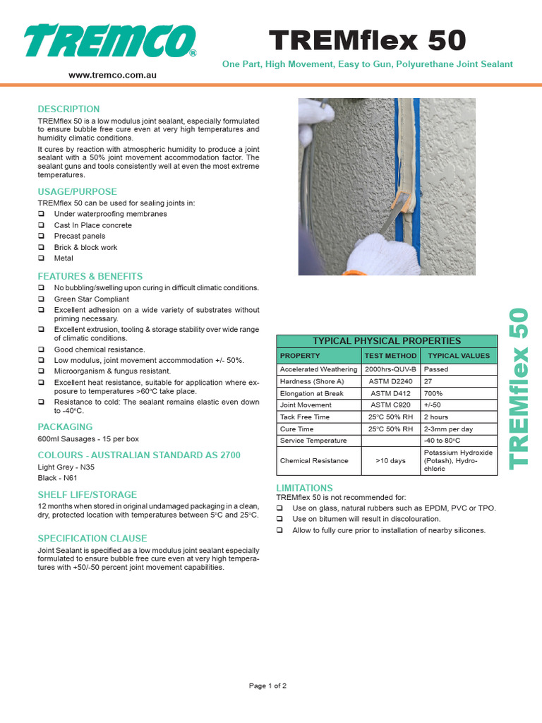 TREMflex 50 - Data Sheet | PDF | Building Materials | Applied And ...
