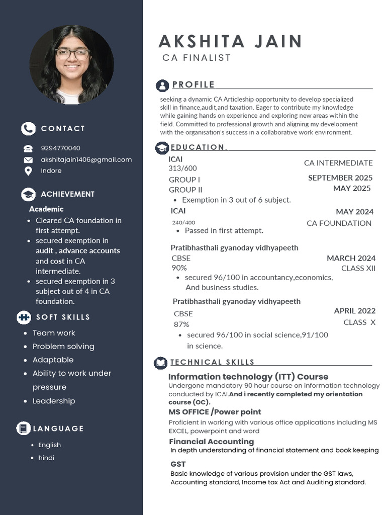 Akshita Jain CV | PDF | Accounting | Taxes