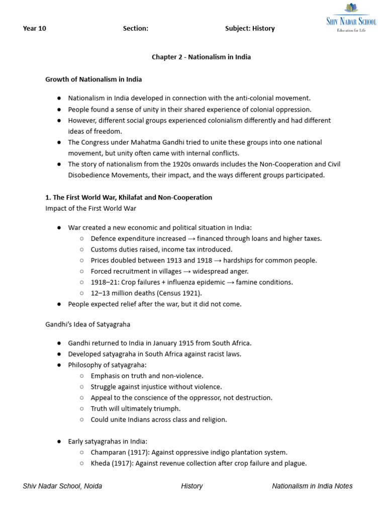 Nationalism in India: Key Movements | PDF | Mahatma Gandhi | British India