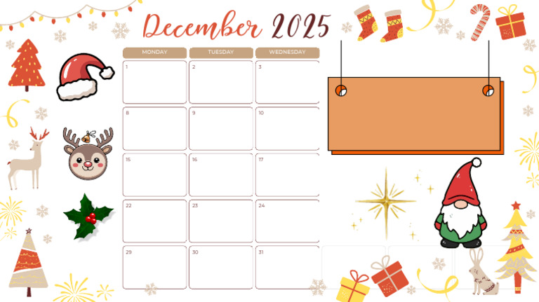 Colorful Festive Simple Illustrated Christmas Holiday Decor December ...