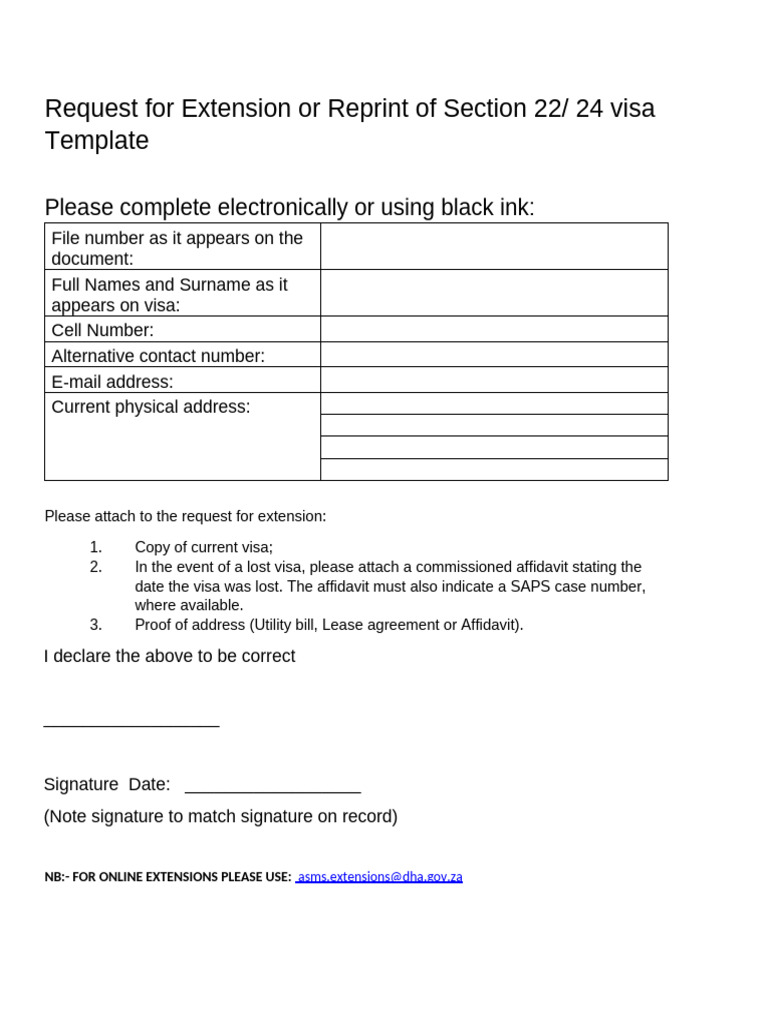 Request For Extension of Visa Template - Amended | PDF | Finance ...
