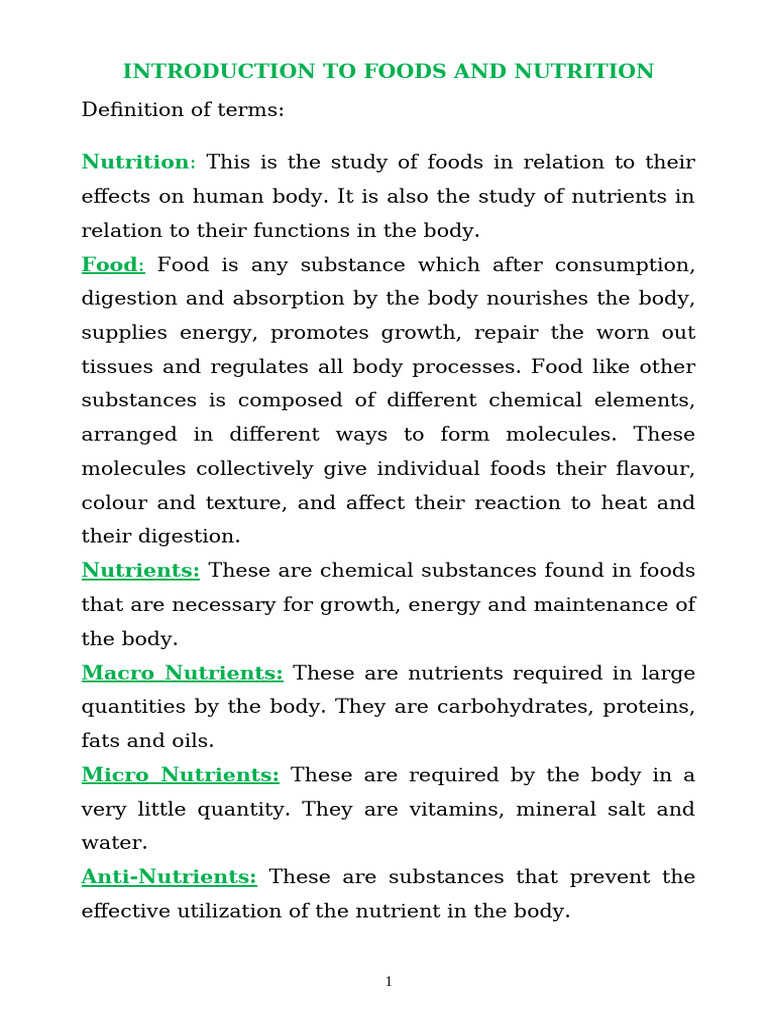Newly Updated Introduction To Foods and Nutrition 20 2 | PDF ...