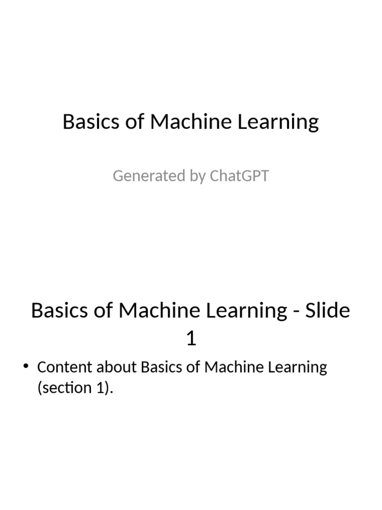 Basics of Machine Learning | PDF