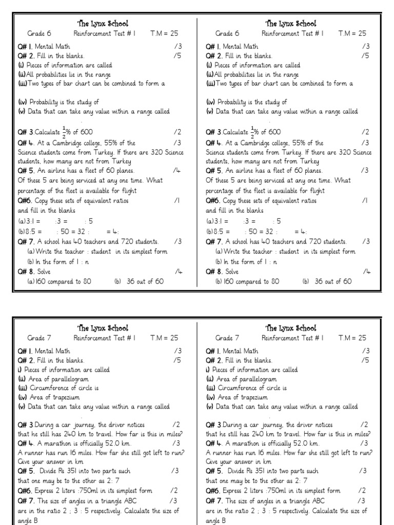 Reinforcement Test G-6 and 7.. | PDF | Area | Circle