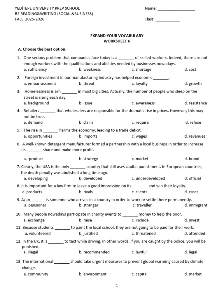 Expand Your Vocabulary Worksheet 5 | PDF | The United States | China